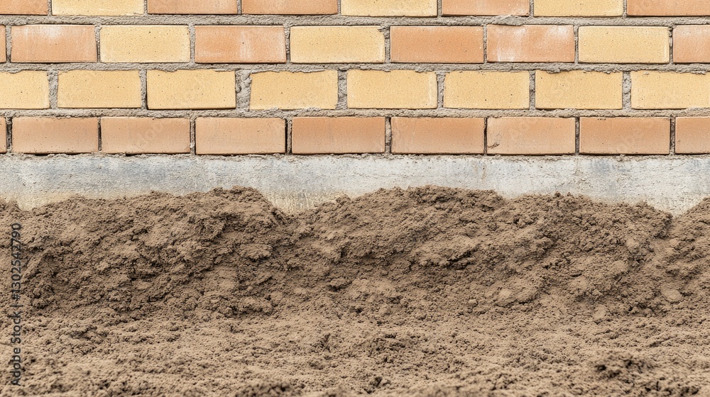 Freshly laid bricks forming a straight, even wall with clean mortar ...