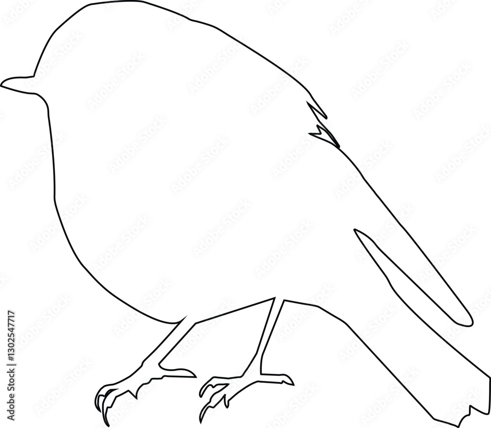 Robin bird, cartoon, drawn with simple lines, doodle, hand-drawn with a ...