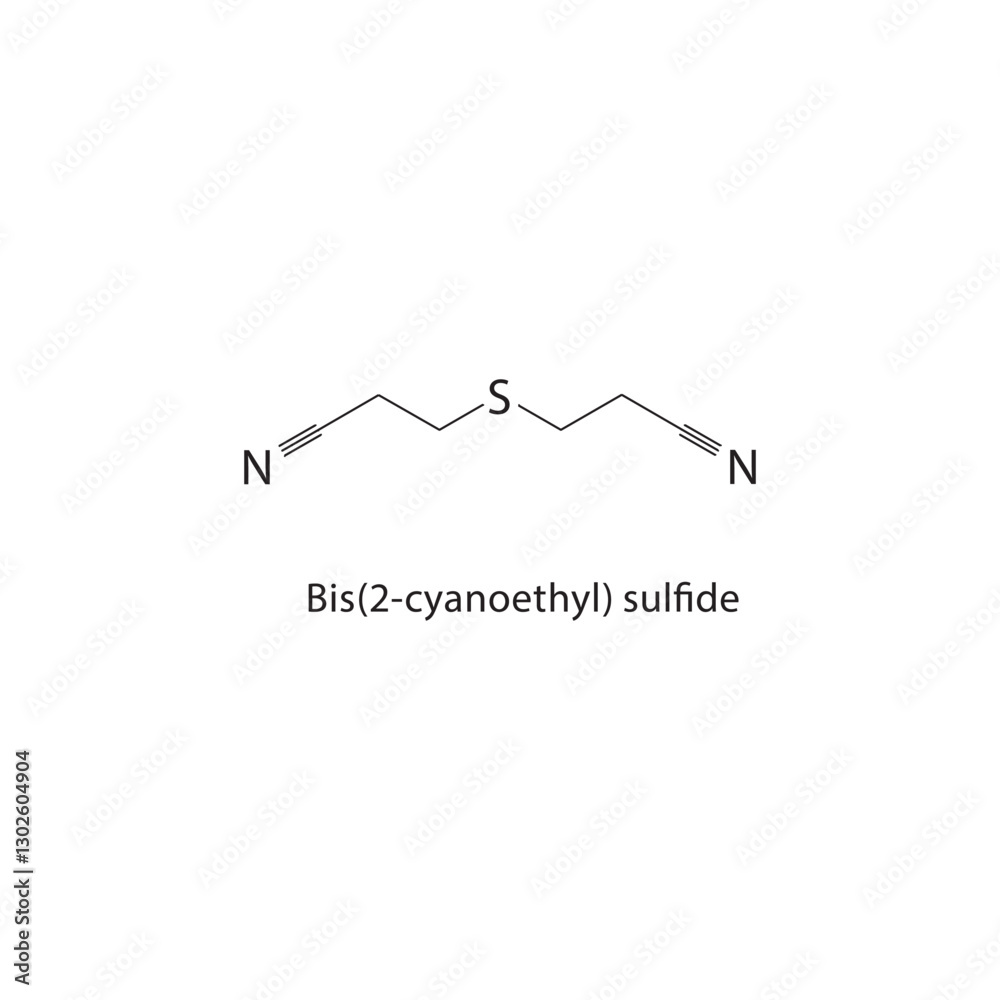 Bis(2-cyanoethyl) sulfide skeletal structure.Nitrile Sulfide compound ...
