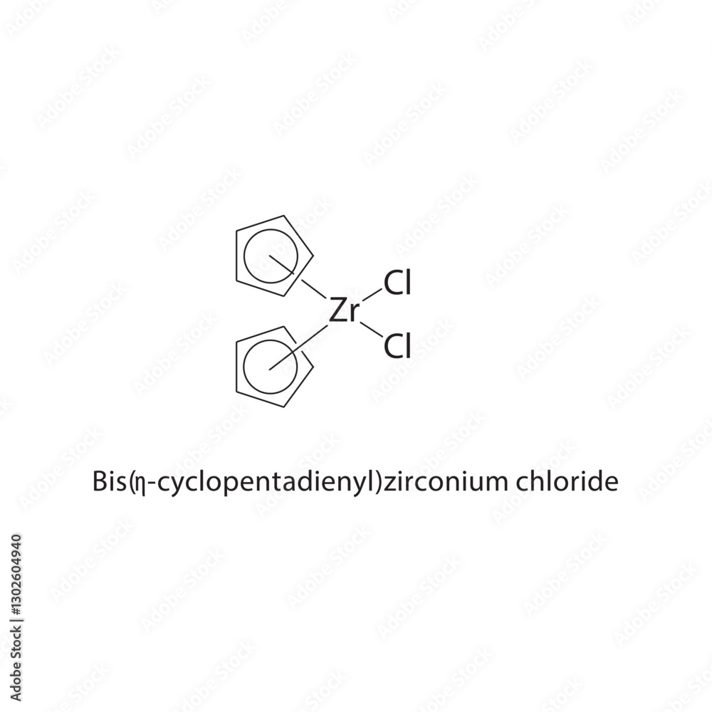 Bis(η-cyclopentadienyl)-zirconium chloride skeletal structure ...