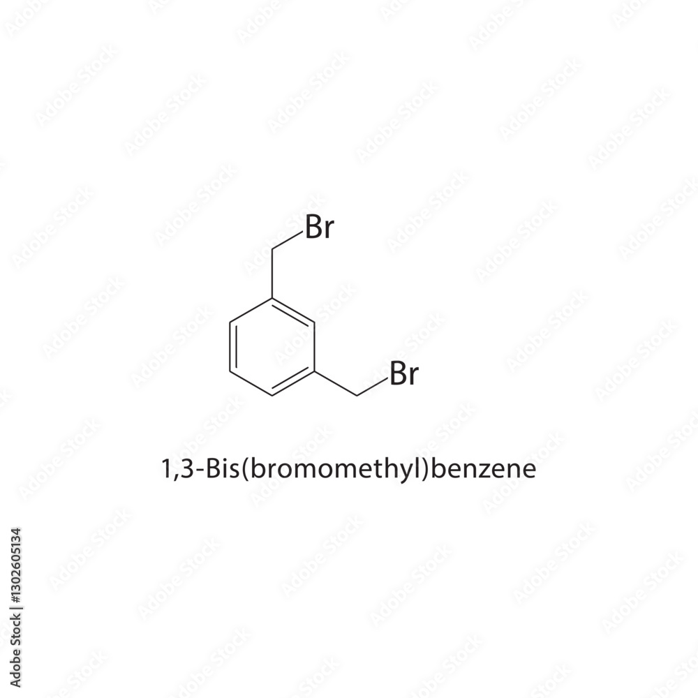 1,3-Bis(bromomethyl)benzene skeletal structure.Halogenated Hydrocarbon ...