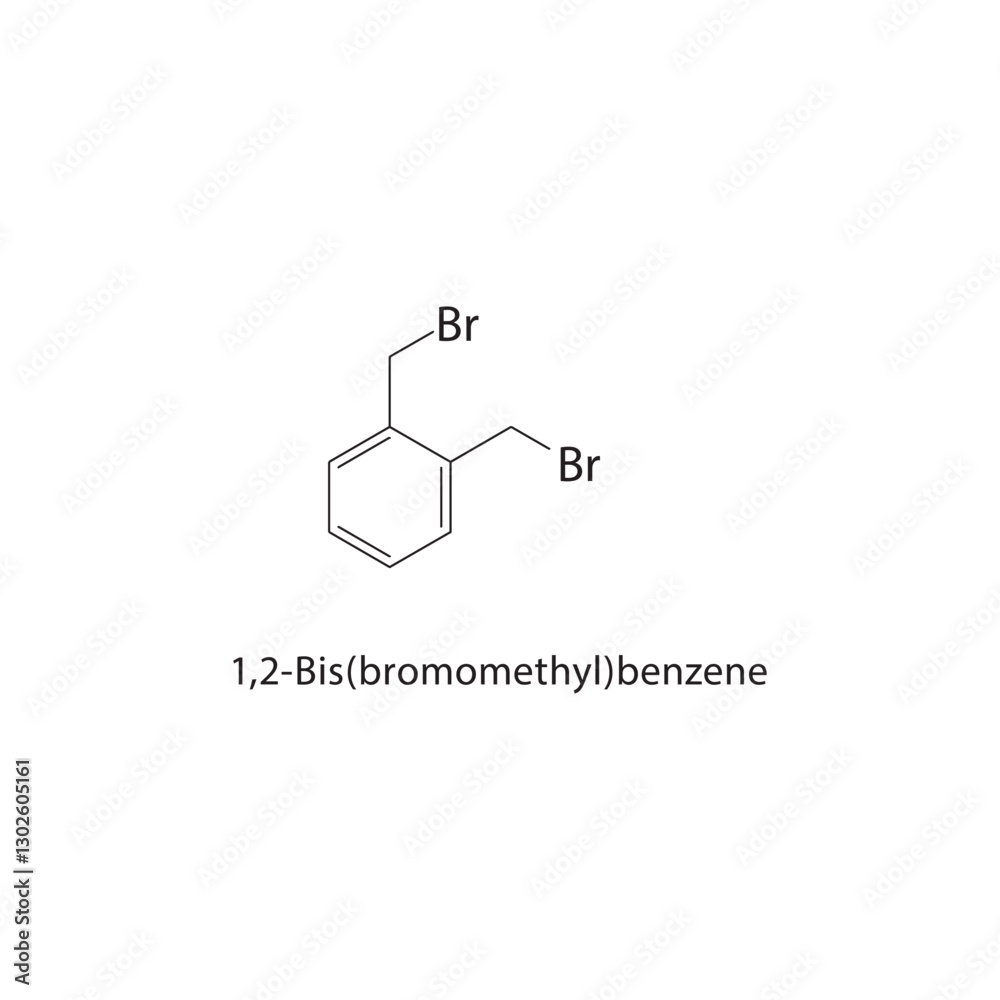1,2-Bis(bromomethyl)benzene skeletal structure.Halogenated Hydrocarbon compound schematic ...