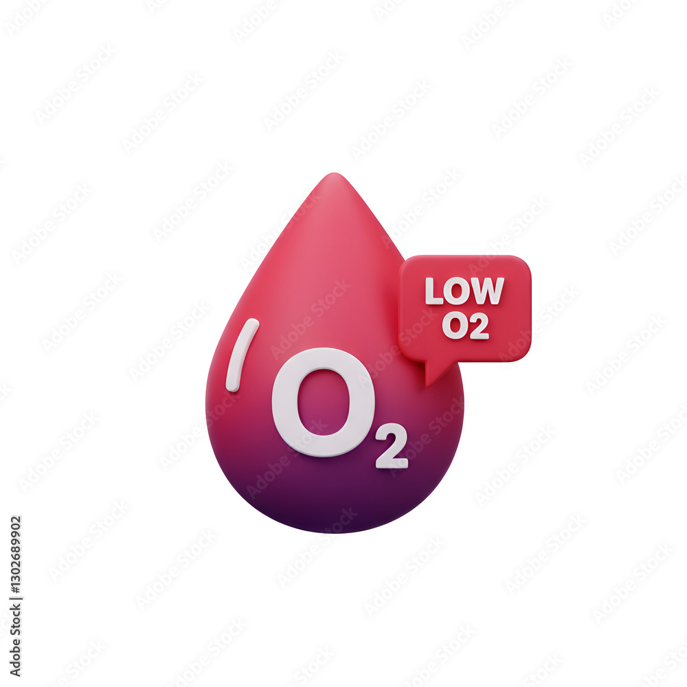 Poor Blood Oxygen Icon – Drop with Low O₂ Warning for Medical and ...