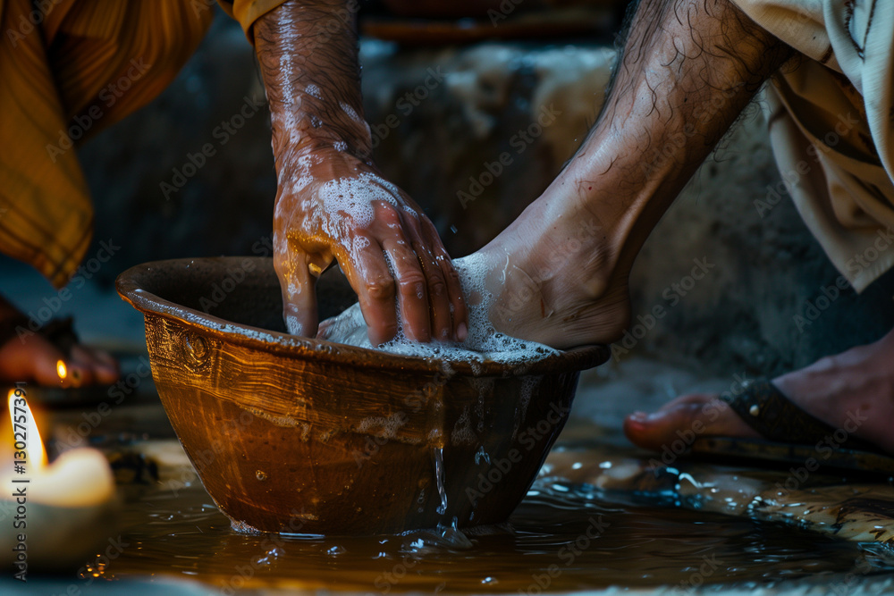 Foot Washing powerful moment of Jesus showing humility by washing his ...