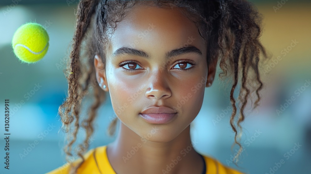 Standing on the court and getting ready for training, a teenage African ...