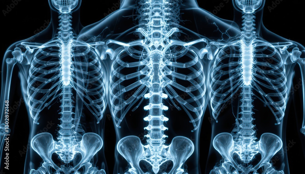 Triple X-Ray: Anatomy of the Human Torso and Spine Stock Illustration ...