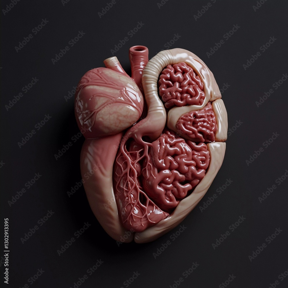 Heart anatomy model showcasing detailed internal structures and ...