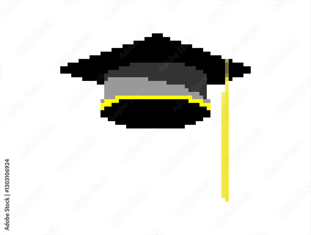 Pixel art of graduation cap isolated on white background Stock Vector ...