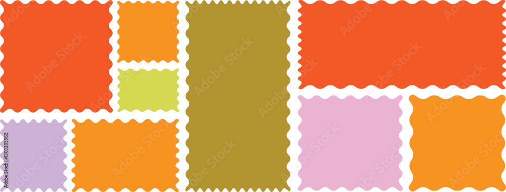 Color rectangle frames with wiggly borders. Rectangle shape frame with ...