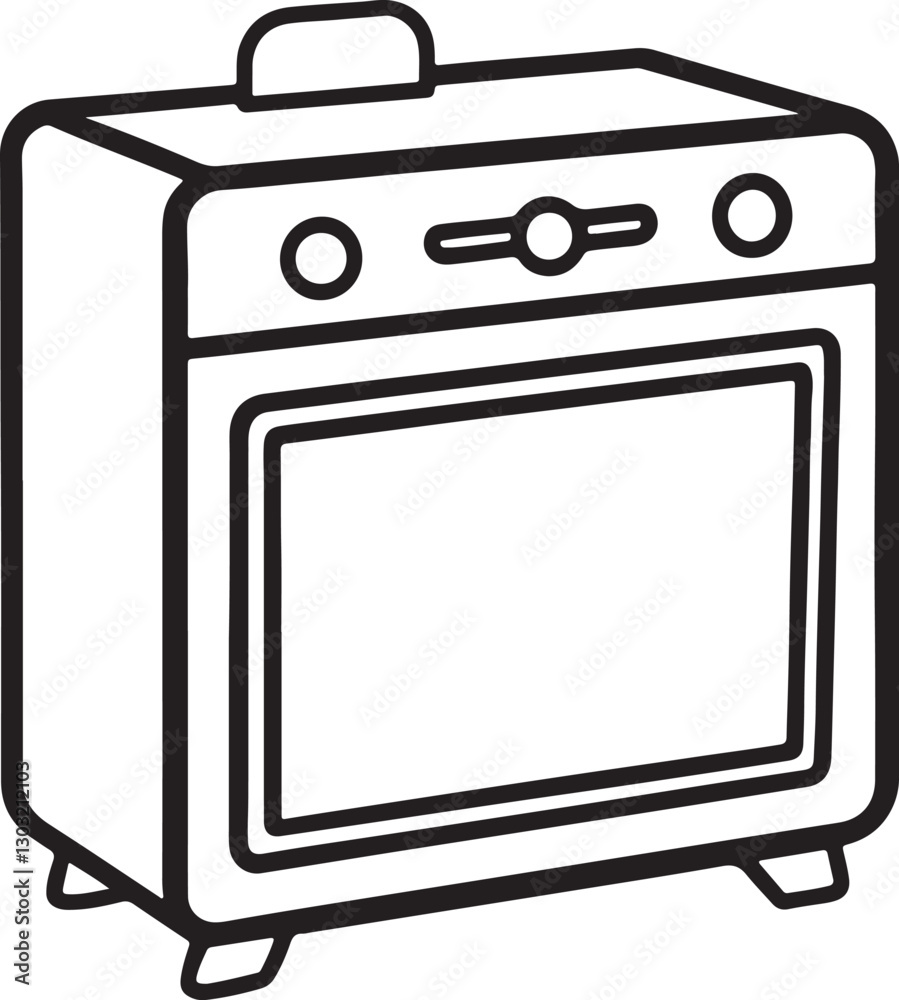oven line art, black outline, vector and illustration, coloring book ...