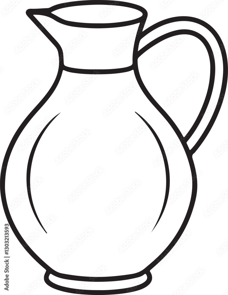 jug line art, black outline, vector and illustration, coloring book ...