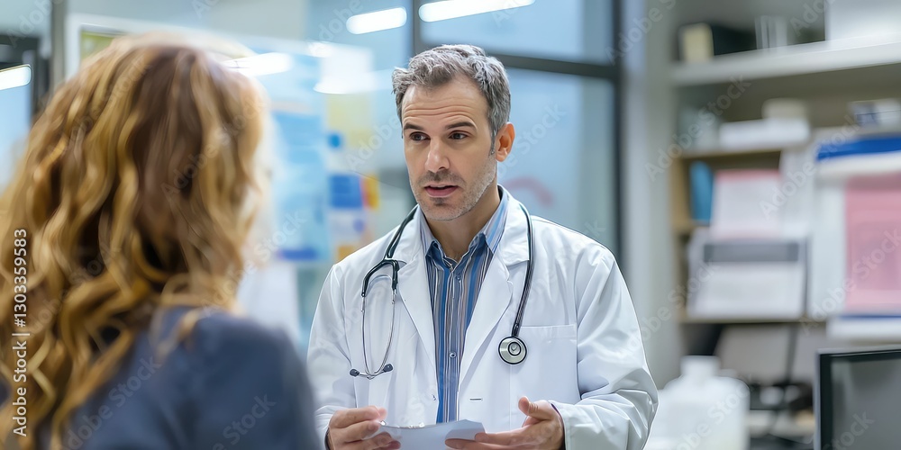 Medical office scene where a doctor reassures a patient about their ...