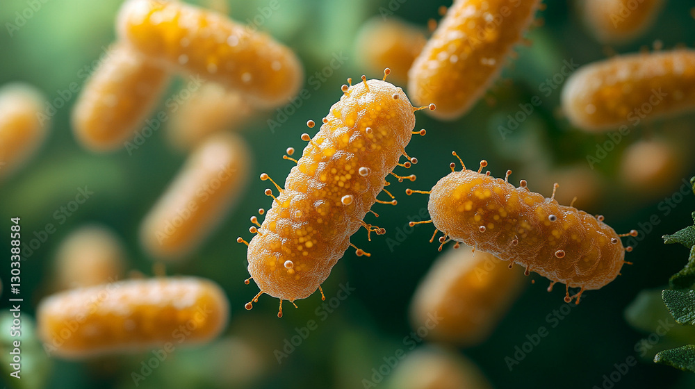 Microscopic view of probiotics bacteria in human stomach highlighting ...