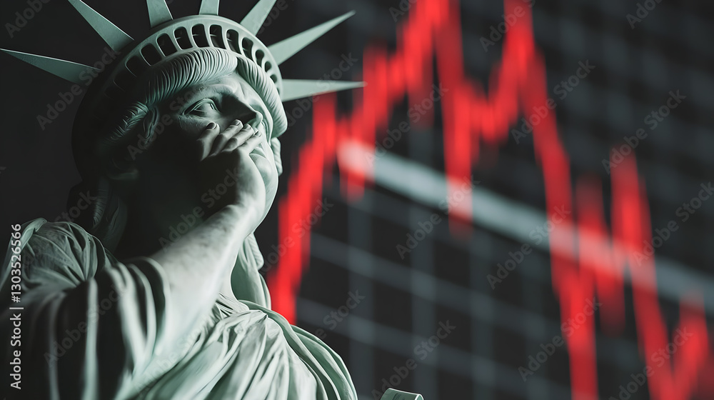 Stressed Liberty: A stock market crash is visualized with a statue ...
