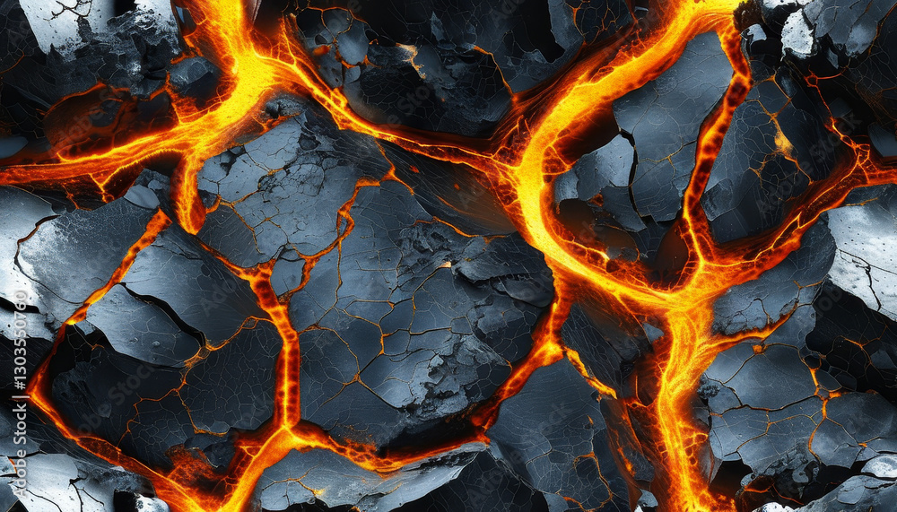 Seamless rugged molten gold, black volcanic rock texture, high ...