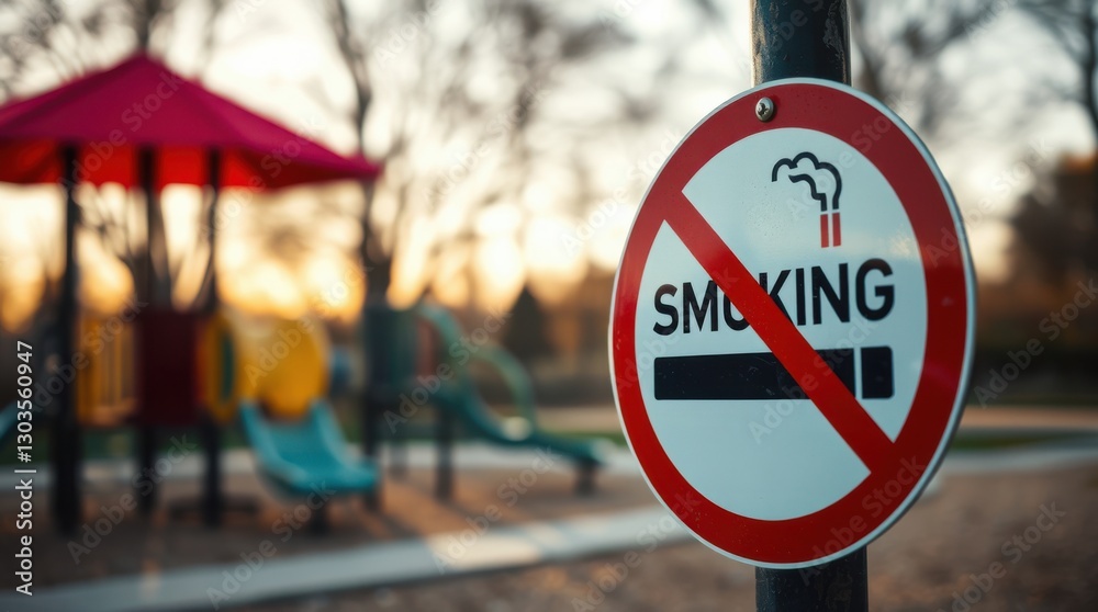 No smoking rule enforced near a vibrant playground, ensuring a healthy ...