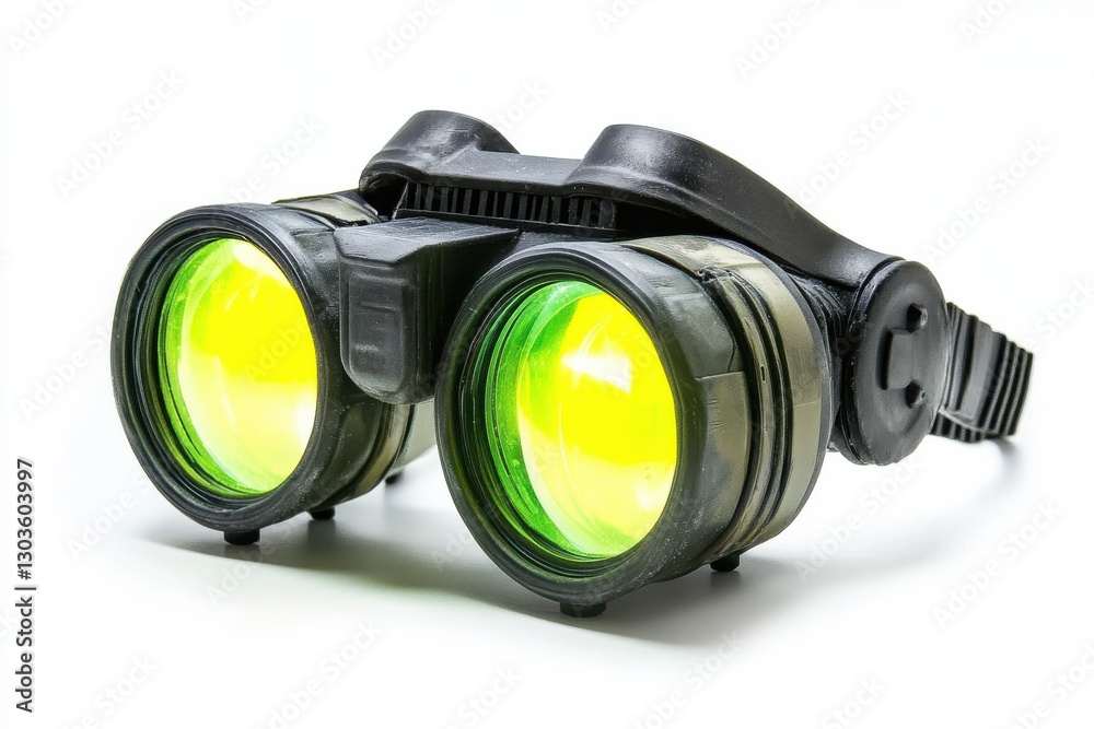 Exploring the night with advanced night vision goggles illuminated in ...