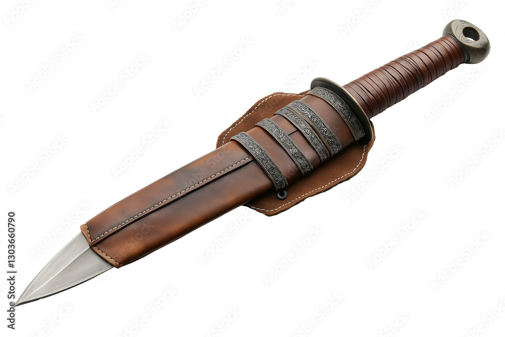 Roman gladius sword with leather grip isolated on transparent white ...
