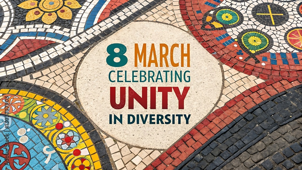 "8 March Celebrating Unity in Diversity" in bold typography over a ...