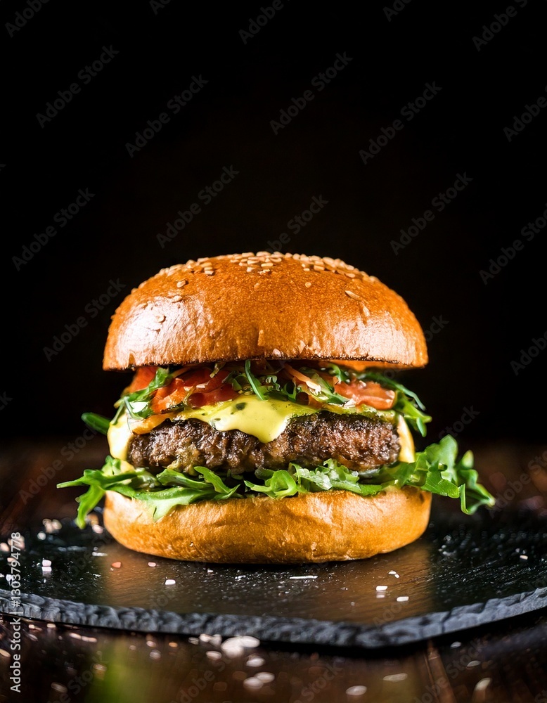 Ultimate smash burger with crispy edges, melted cheese, bacon, and ...