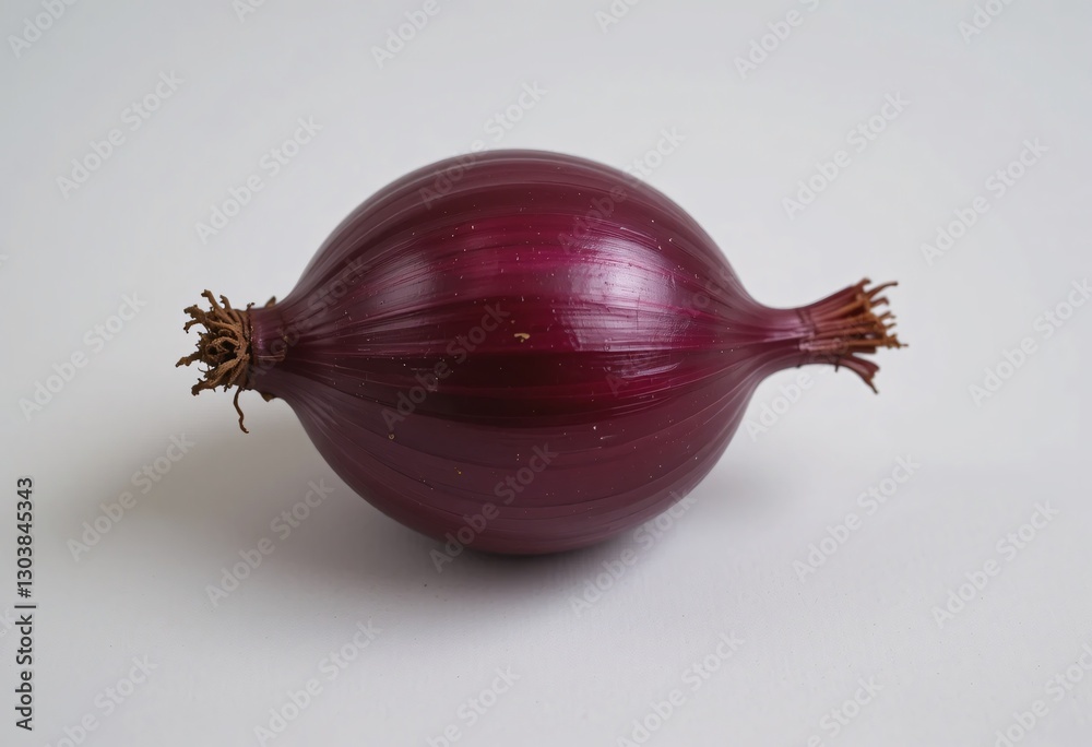 Single Red Onion Beauty A Close-up Captures Its Rich Texture. Glossy ...