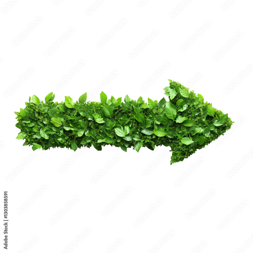Eco-Friendly Direction: An arrow composed of vibrant green leaves ...