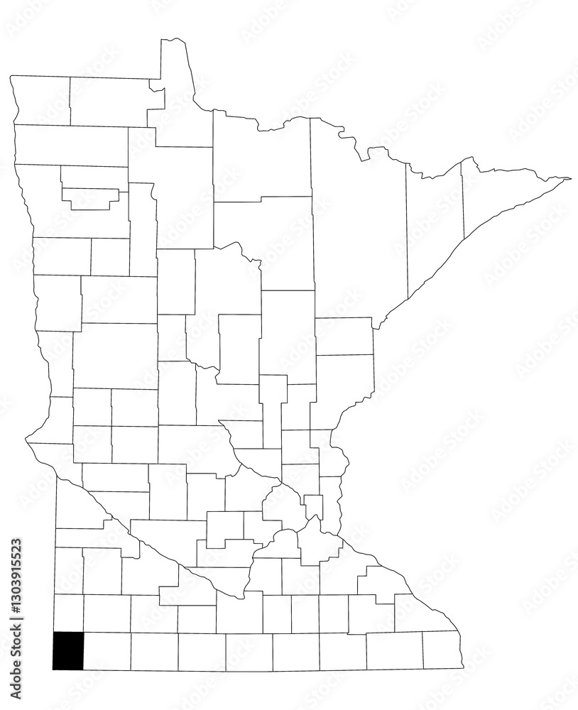 Map of Rock County in Minnesota state on white background. single ...