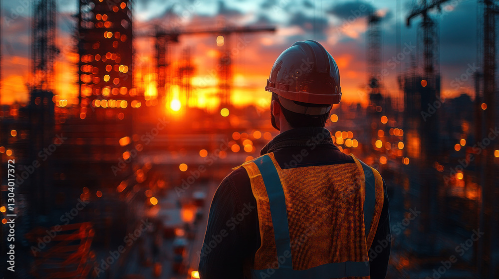 Construction engineers managing an airport expansion project ...