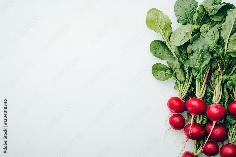 Bunch of Fresh Organic Red Radishes Isolated on White Background, Top ...