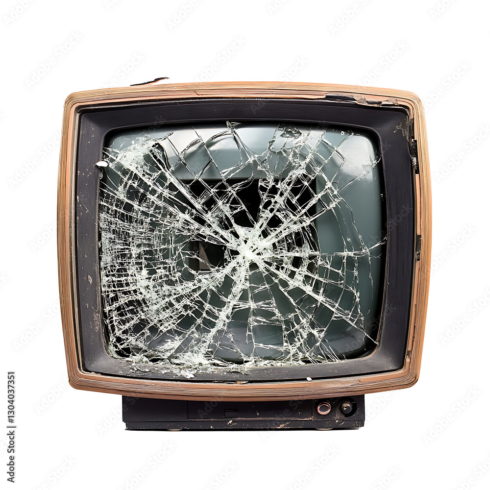 Smashed Old Model Television, transparent background, png. Stock Photo ...