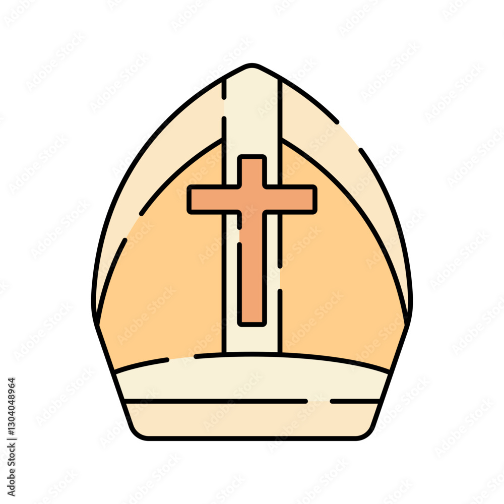 Bishop Mitre Flat design style, a ceremonial hat with a cross ...