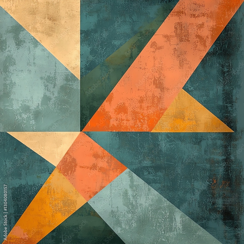 Stock-Illustration „Angular geometric composition with 1950s wallpaper ...