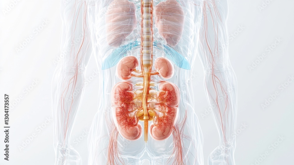 Human Urinary System Anatomy Detailed 3D Medical Illustration of ...