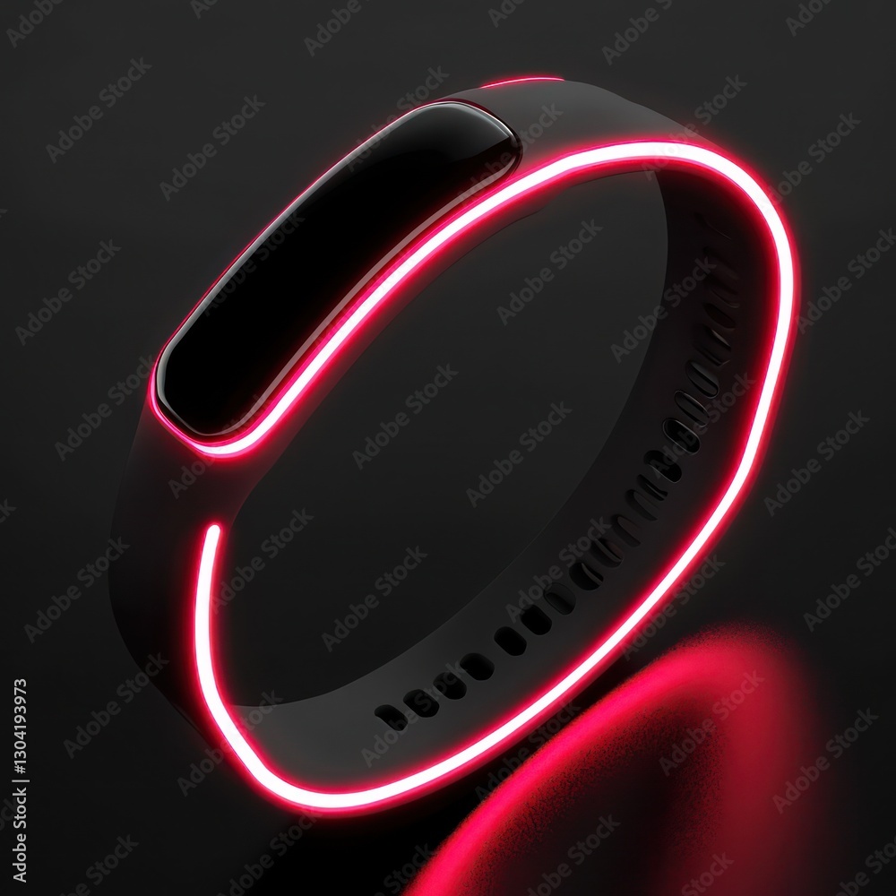Neon ruby border accentuates the sleek design of this fitness tracker ...