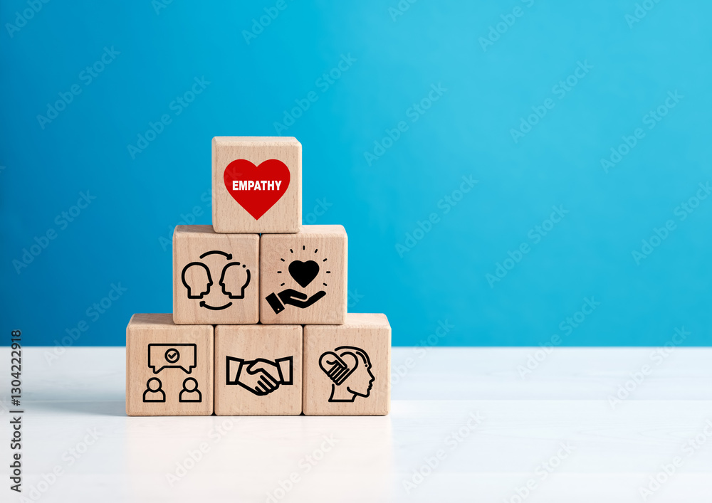 Building empathy: wooden cubes showing how to develop emotional ...