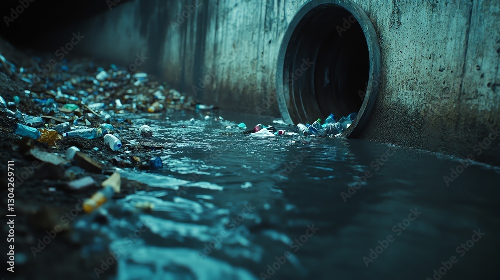 A cinematic, photorealistic journey of plastic waste from urban streets ...