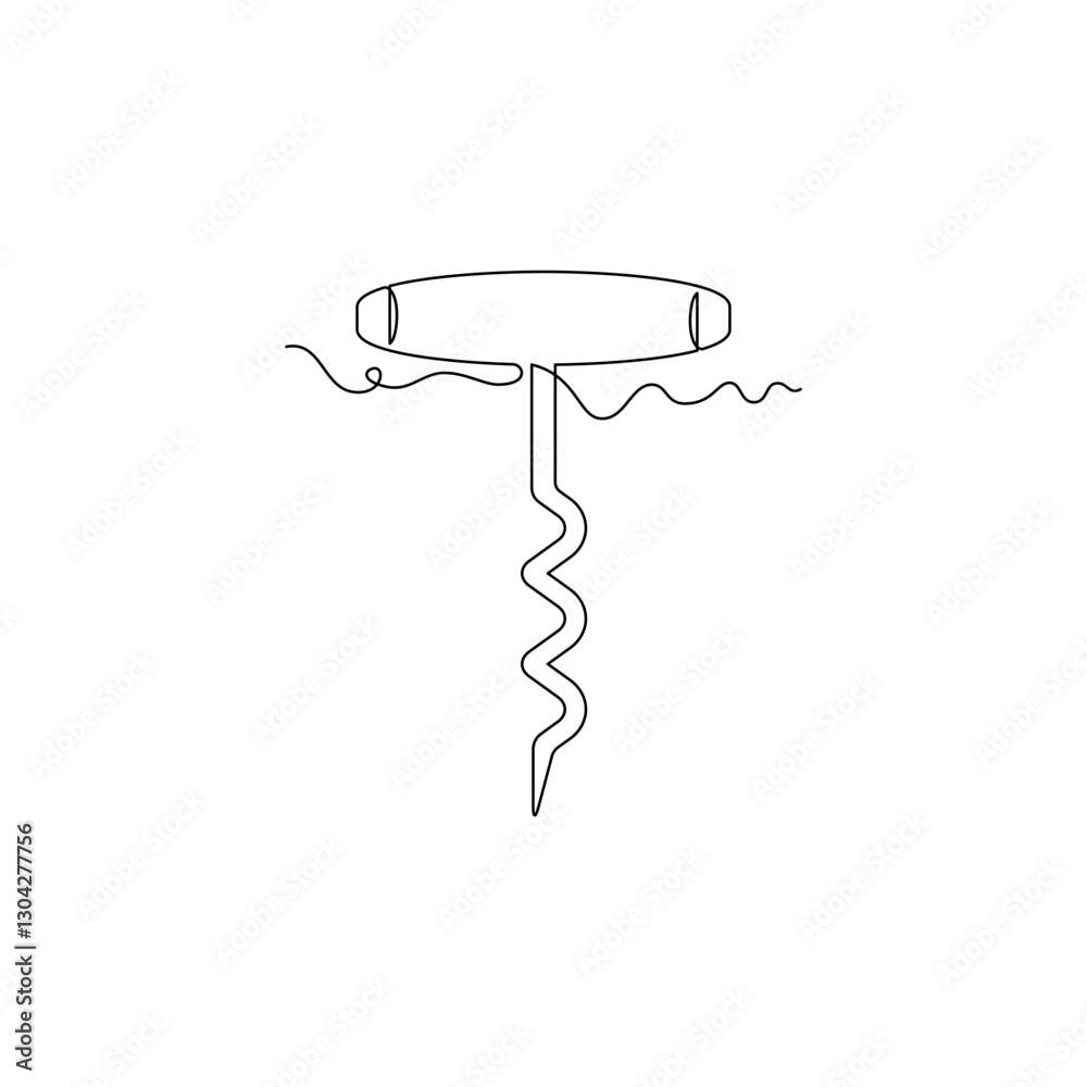 one line art Corkscrew vector illustration. line art, one continuous line, simple, hand drawn ...