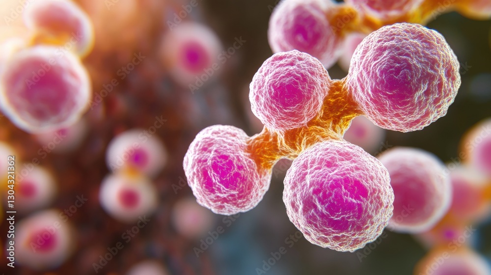 Microscopic View Of Dividing Bacterial Cells Stock Illustration | Adobe ...