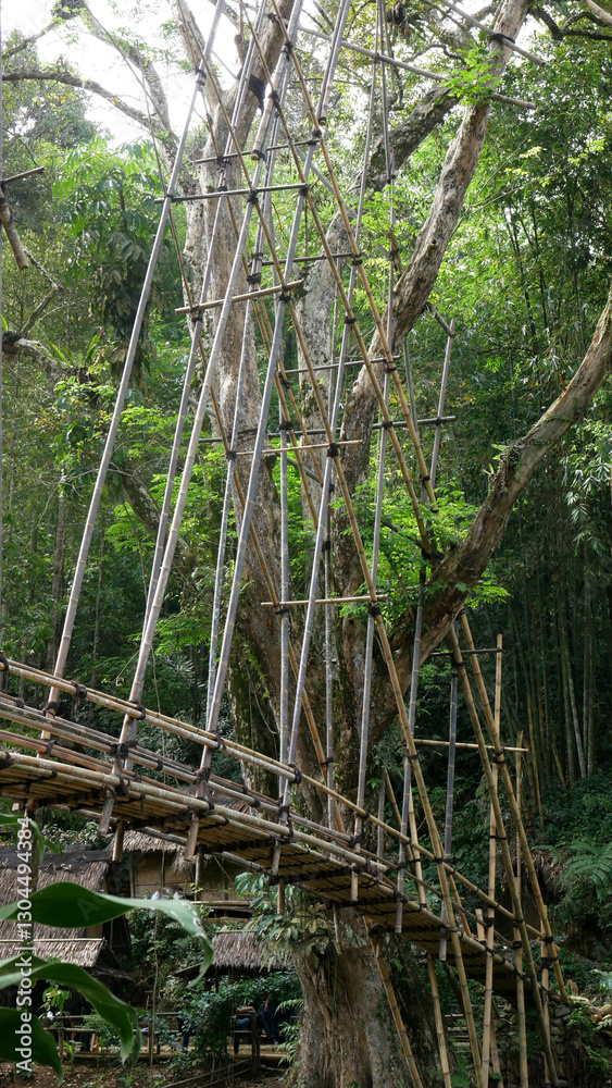 Bamboo bridge in Gajeboh village, Outer Baduy Tribe, Banten, Indonesia ...