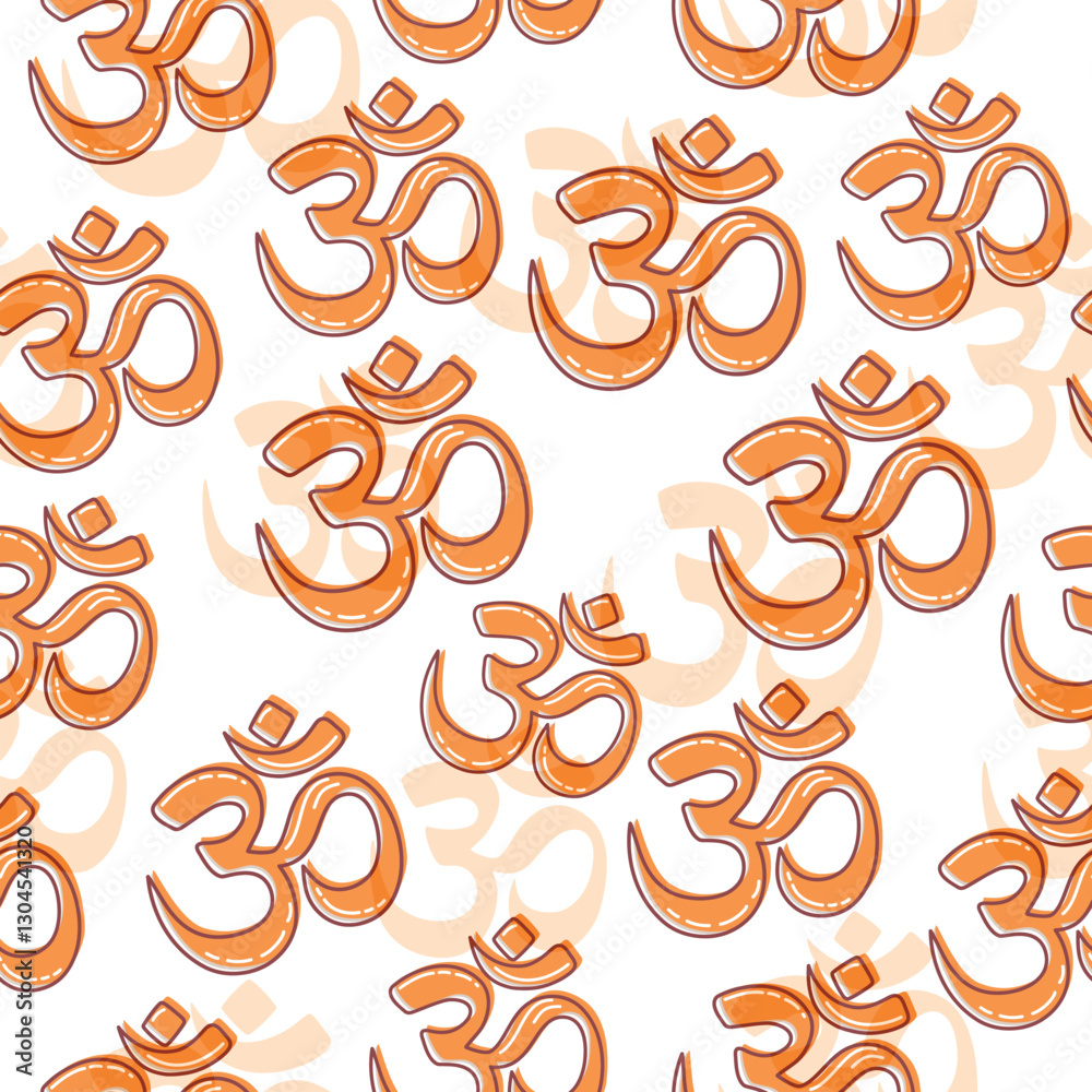 Om or Aum Indian sacred sound. Seamless pattern. The symbol of the ...
