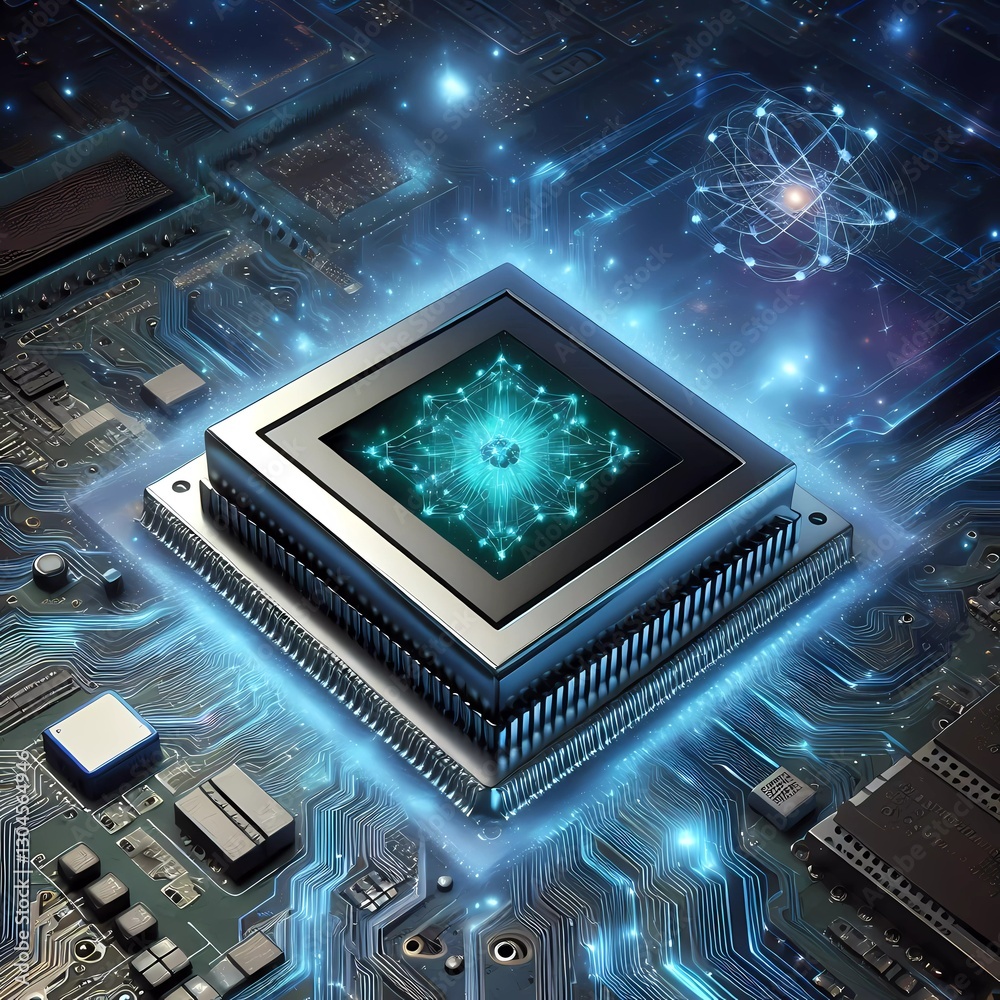 Abstract factual visualization futuristic minimalist artificial intelligence technology next ...