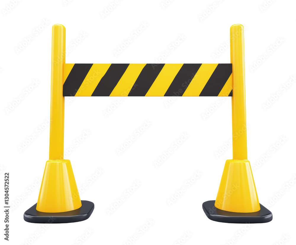 Caution Zone: A brightly colored construction barrier, striped in ...