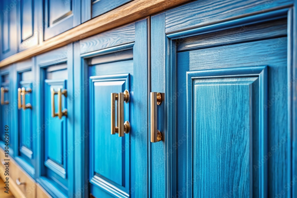 Macro Photography of Blue Kitchen Cabinets: Detailed Texture and ...