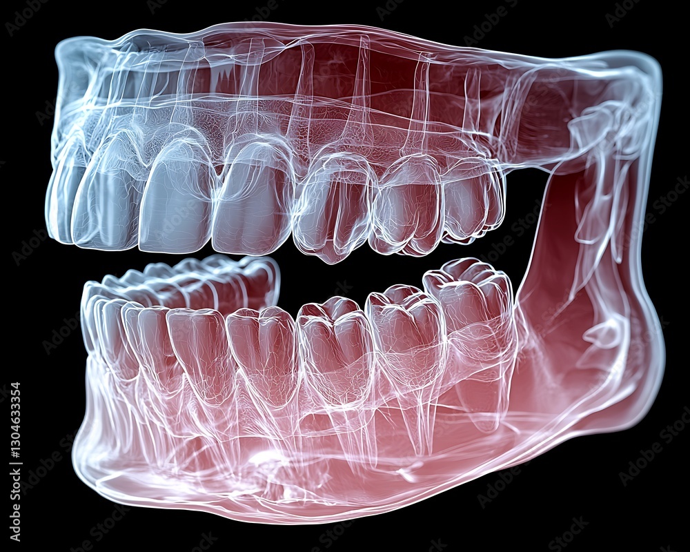 Human Jaw Anatomy X-Ray on Black Stock Illustration | Adobe Stock