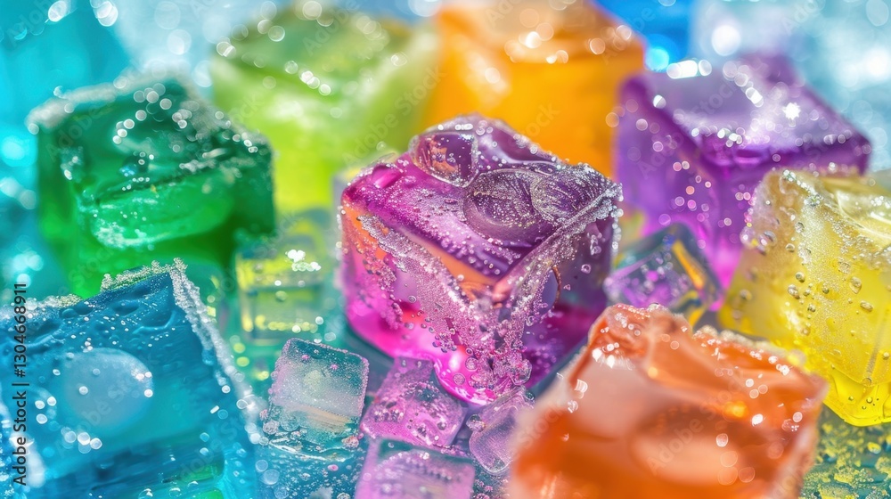 Colorful Ice Cubes: Fun, vibrant ice cubes with food coloring or fruit ...