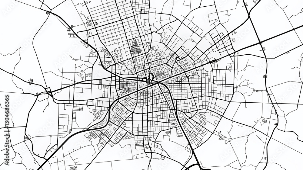Morristown, Tennessee Street Map: Black & White Line Art, Rule of ...