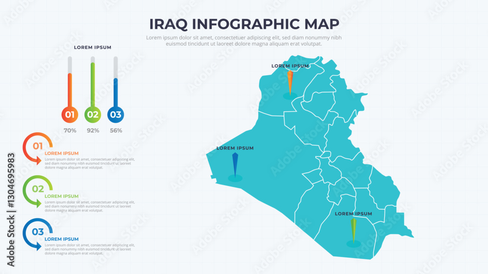 Infographic Map of Iraq. Iraq country map infographic colored vector ...