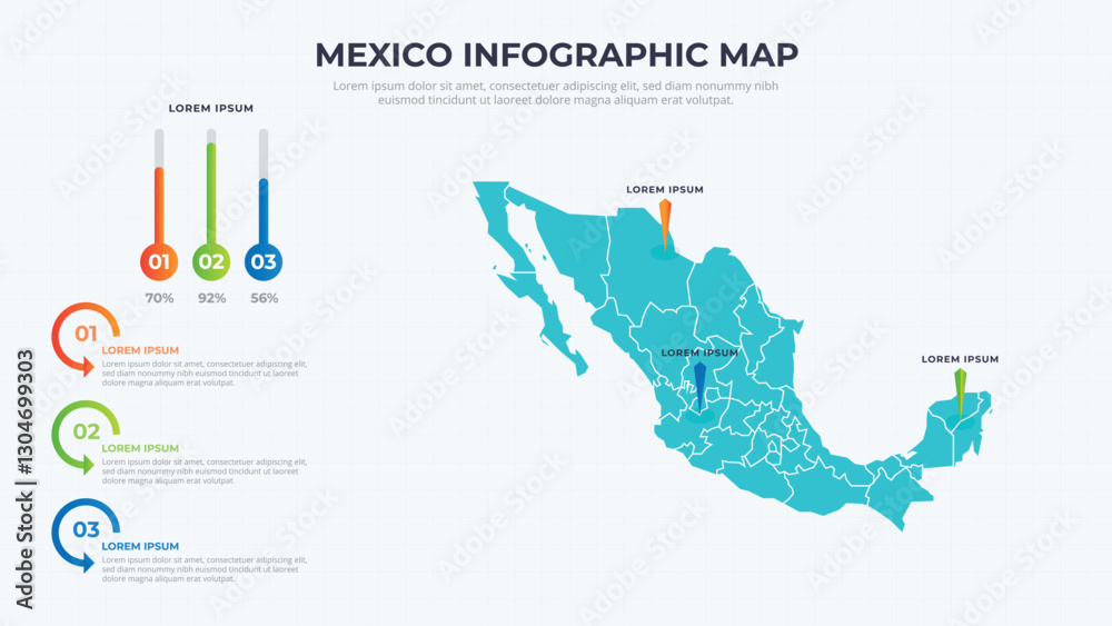 Infographic Map of Mexico. Mexico country map infographic colored ...