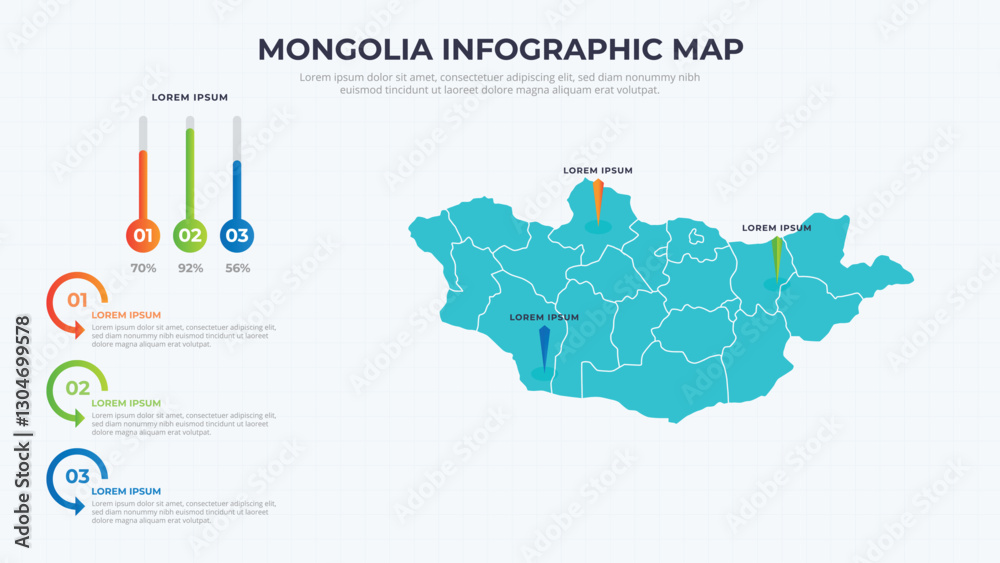Infographic Map of Mongolia. Mongolia country map infographic colored ...