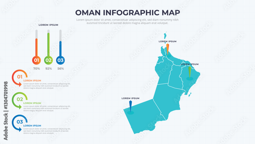 Infographic Map of Oman. Oman country map infographic colored vector ...